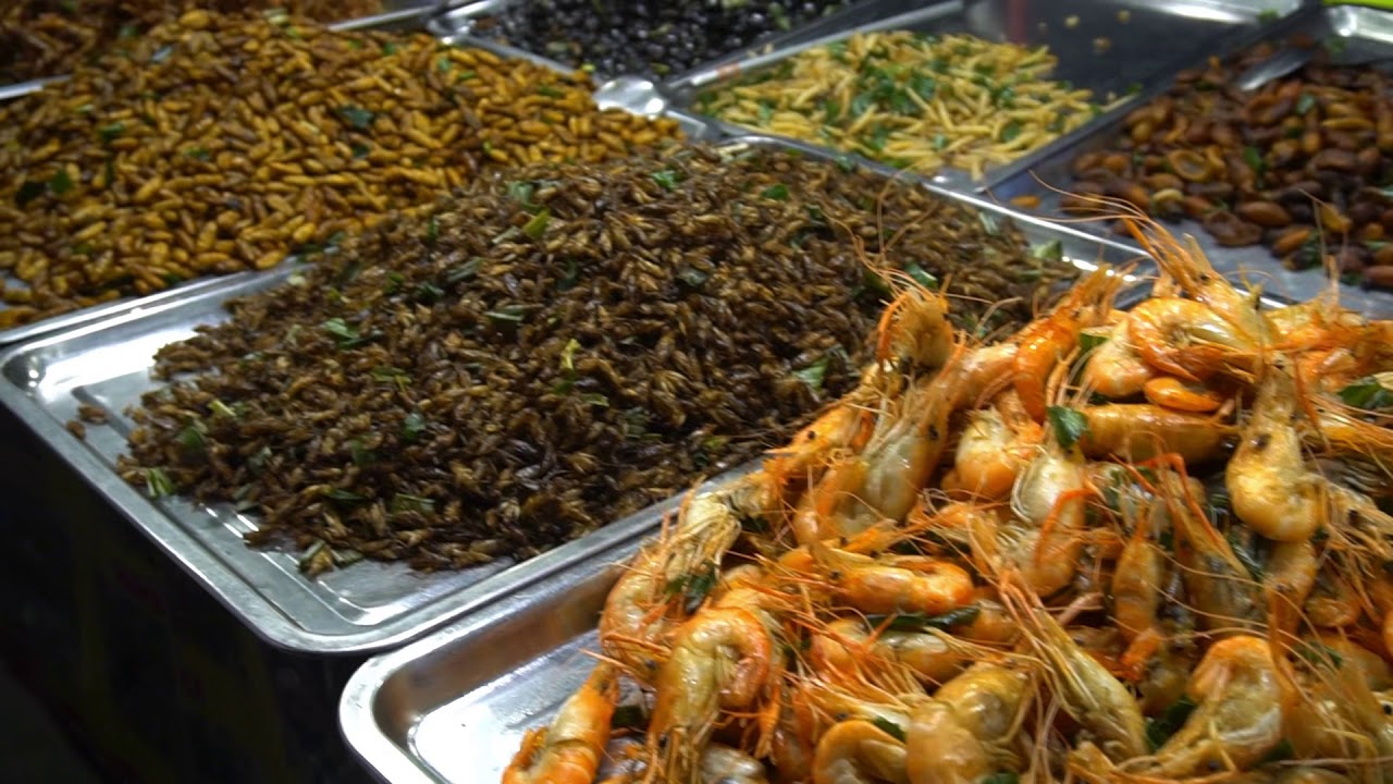 EXOTIC THAI FOOD - Silk Worm, Cricket Fried - Thai Street Food - YouTube