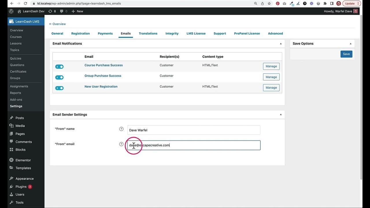 How to Change Email Sender Settings in LearnDash - YouTube
