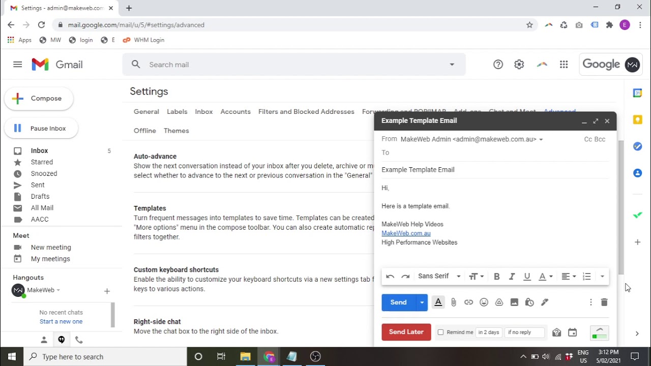 How to create, edit, use and delete template emails in gmail - YouTube