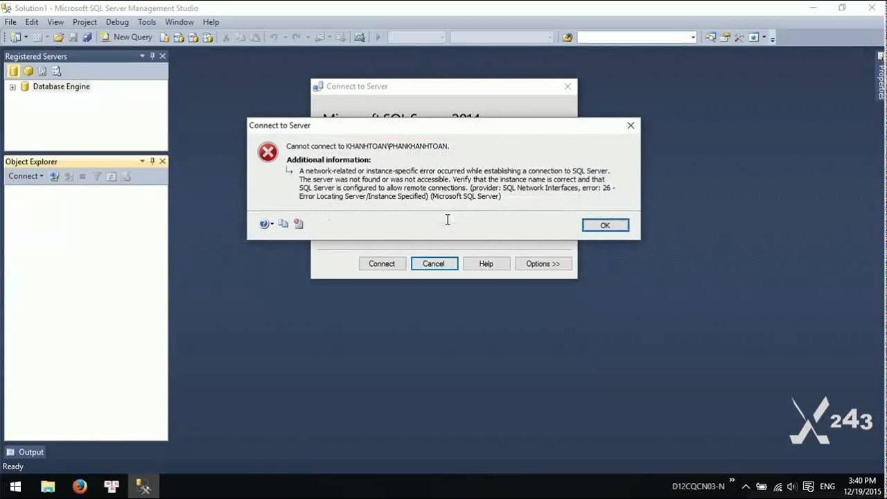 Sửa lỗi không kết nối được CSDL trong SQL server - YouTube