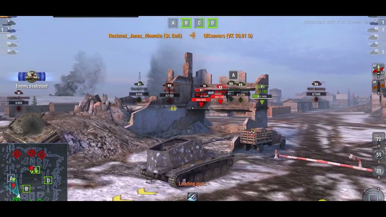 World of Tanks Blitz ST. Emil gameplay destroyed M41 Bulldog, Loza's ...