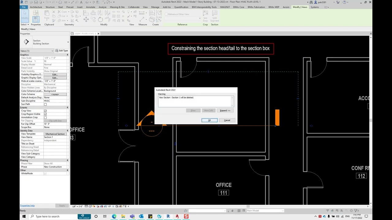Revit - Constraining the Section Head/Tail to the Section Box - YouTube