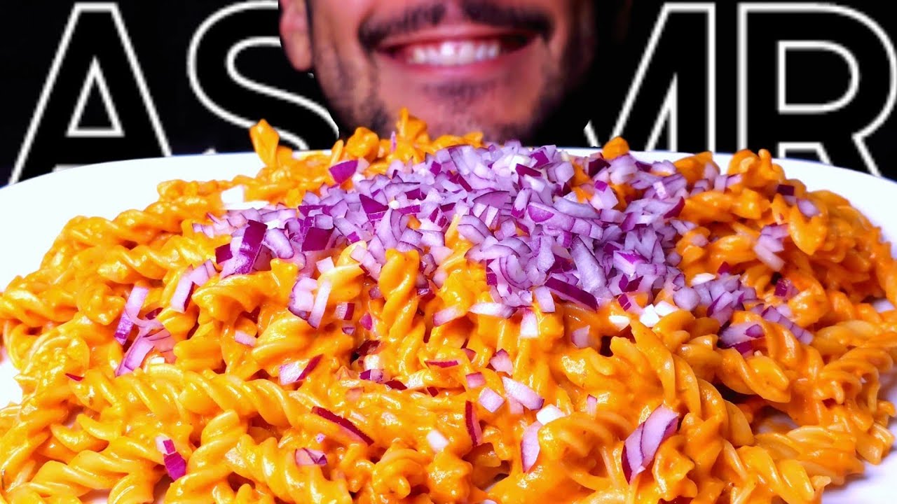 ASMR FUSILLI RED ONION PASTA (EATING SOUNDS) NO TALKING MUKBANG - YouTube