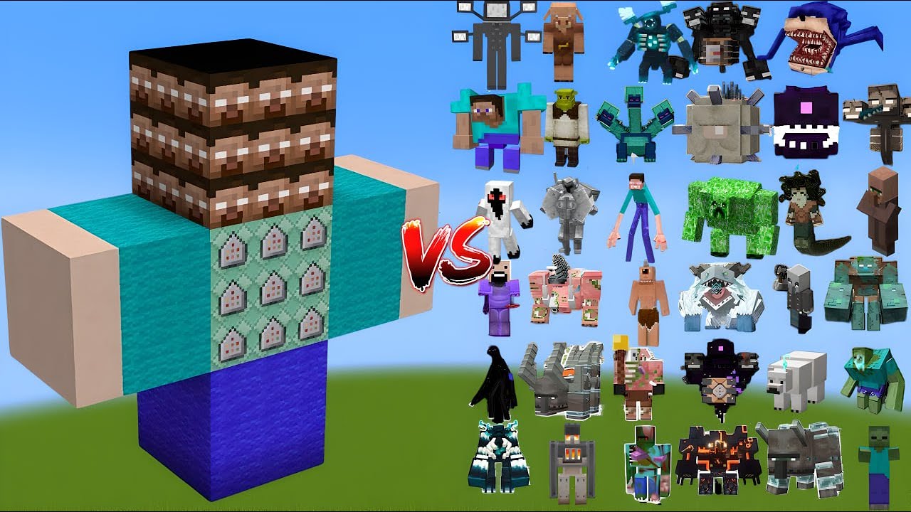 TITAN MONSTER STEVE vs All New Golems - Battle Minecraft Mobs - YouTube