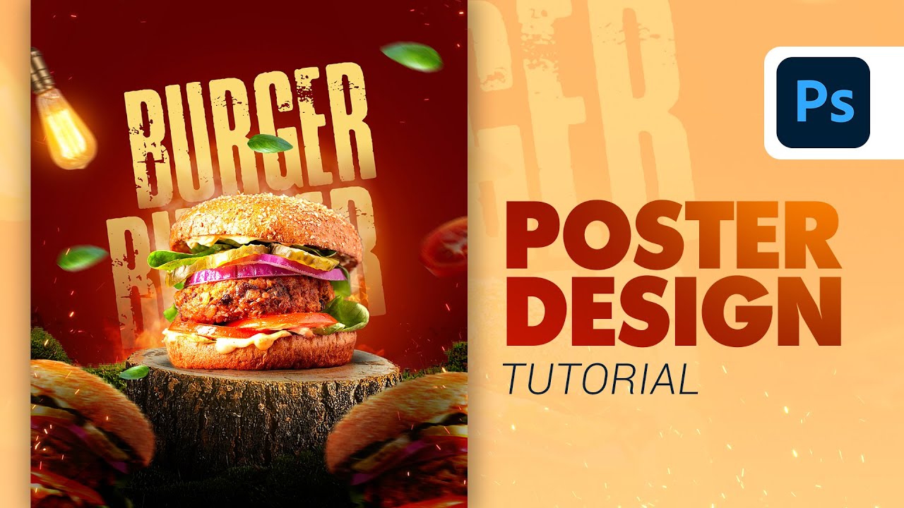 Modern Burger Poster Design | Photoshop Tutorial | Fast Food Poster ...
