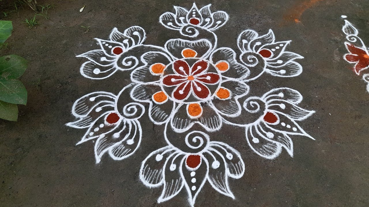 simple and easy beautiful lotus kolam flowers design Anu'sworld small ...