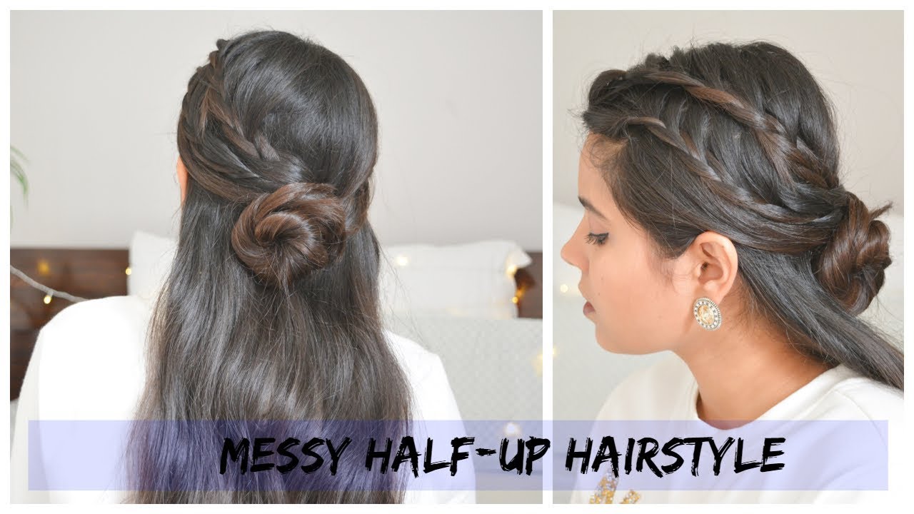 Messy Half-Up Hairstyle| Simply Braided - YouTube