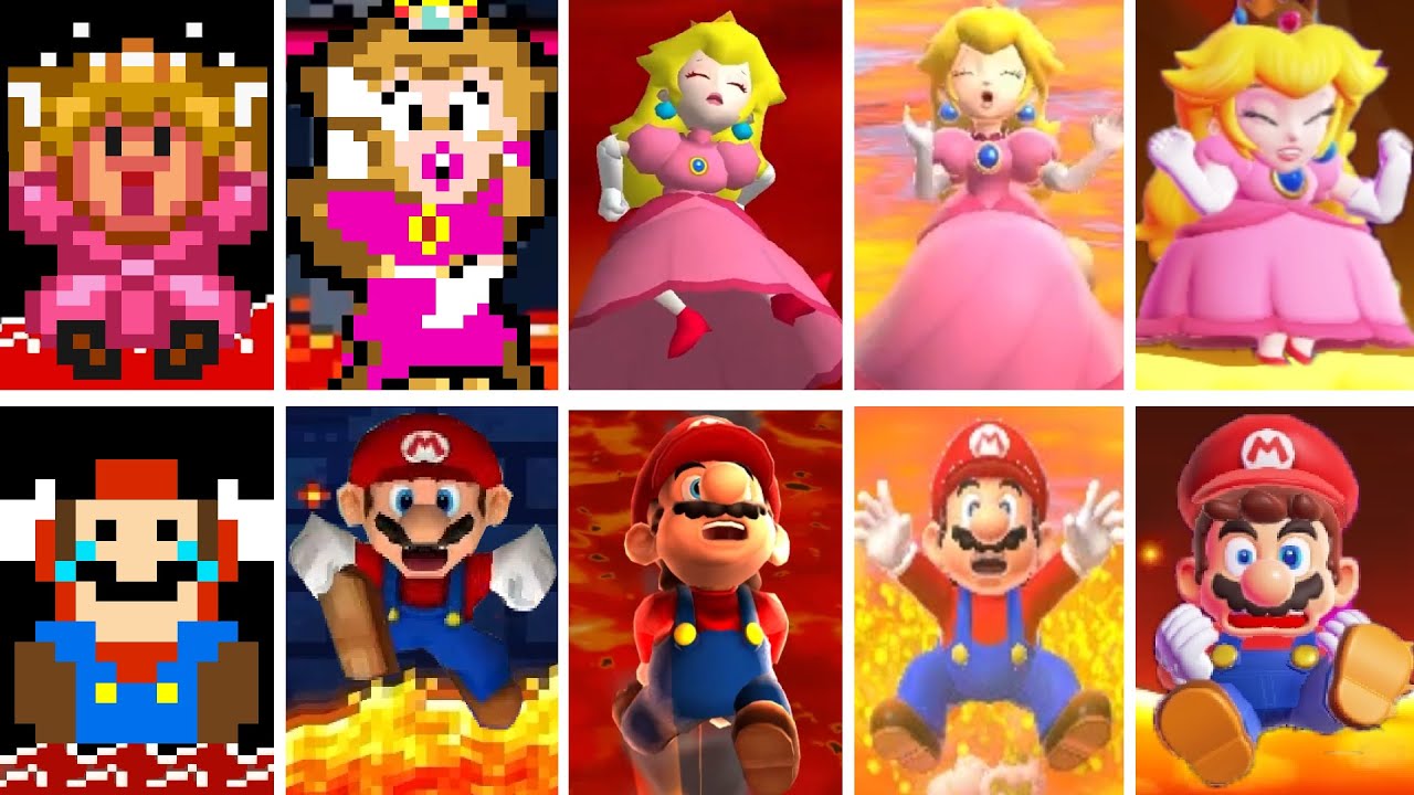 Evolution of Mario Princess Peach Falling in Lava, losing Super Mario ...
