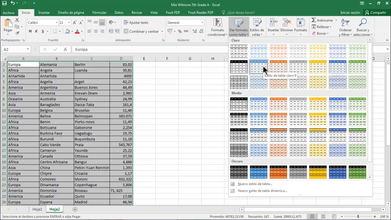 Formato De Tablas Estilo Excel Youtube 7585