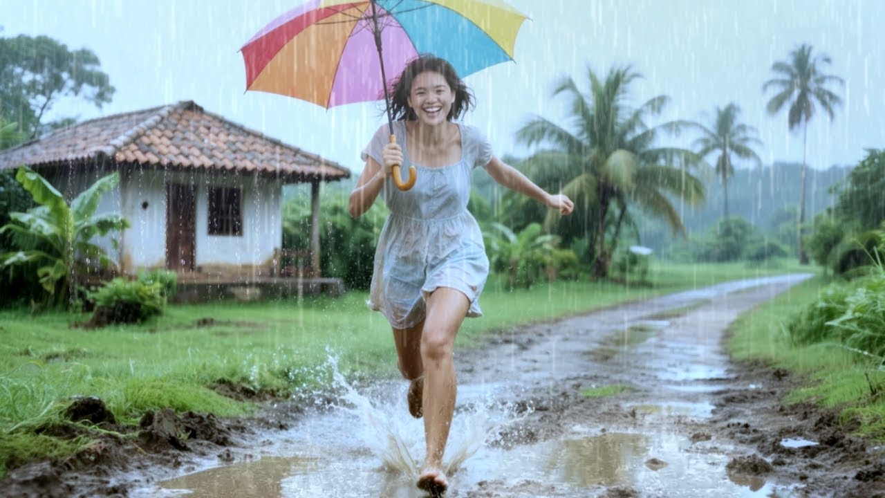 MEGA RAINSTORM ⛈️ Powerful Thunder and Heavy Rain in Quiet Village ...