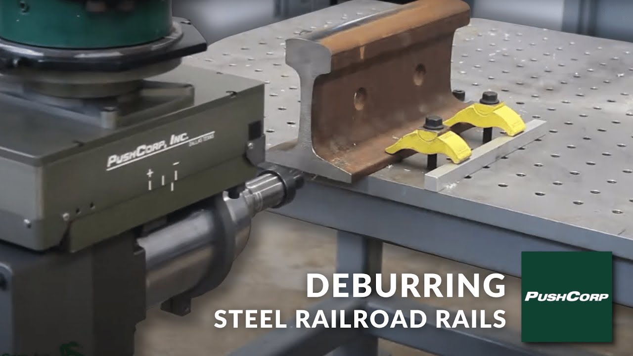 PushCorp Robotic Deburring Steel Railroad Rails - YouTube