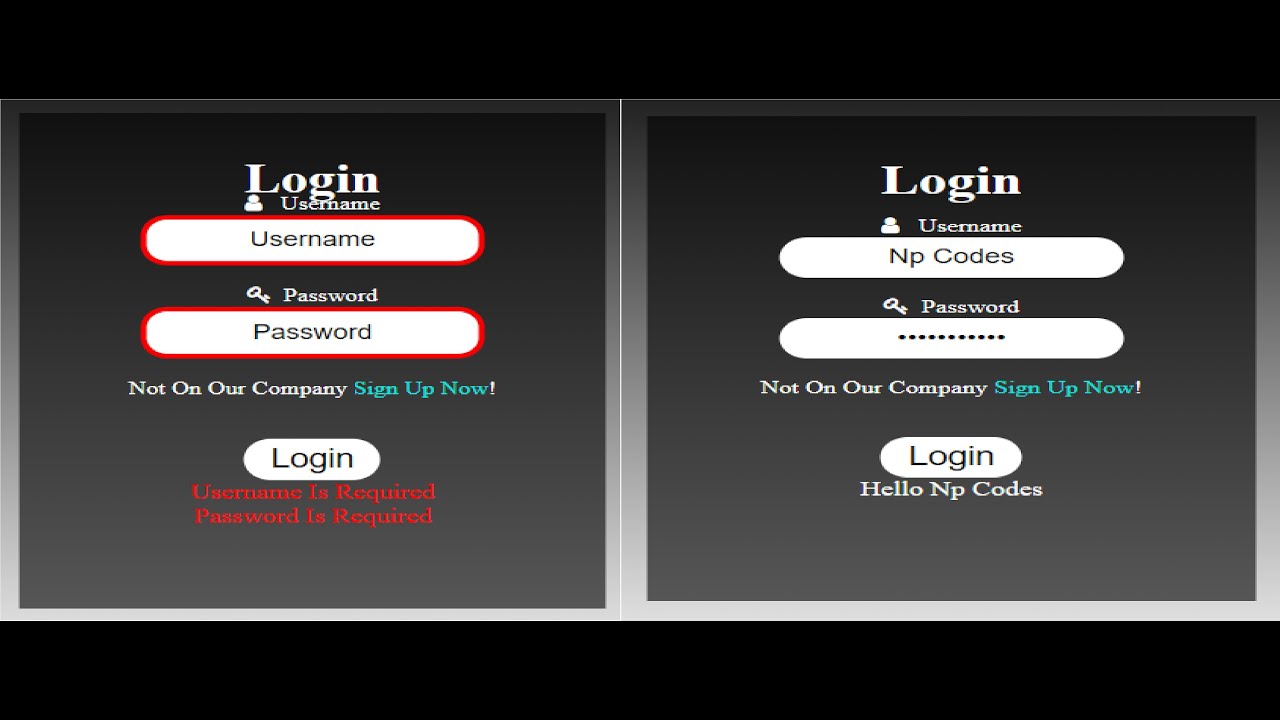 Html & CSS Login Form With JavaScript Validation || NP CODES || 2021 ...