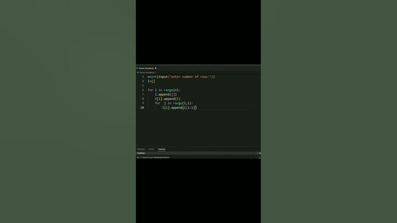 How To Make A Pascal Triangle Using Python Code🤔 Youtube