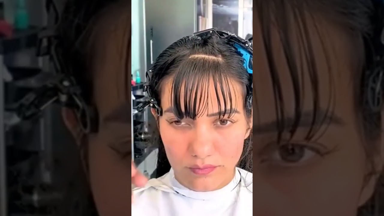 cutting her a bang bang | Indian women haircut #shorts - YouTube