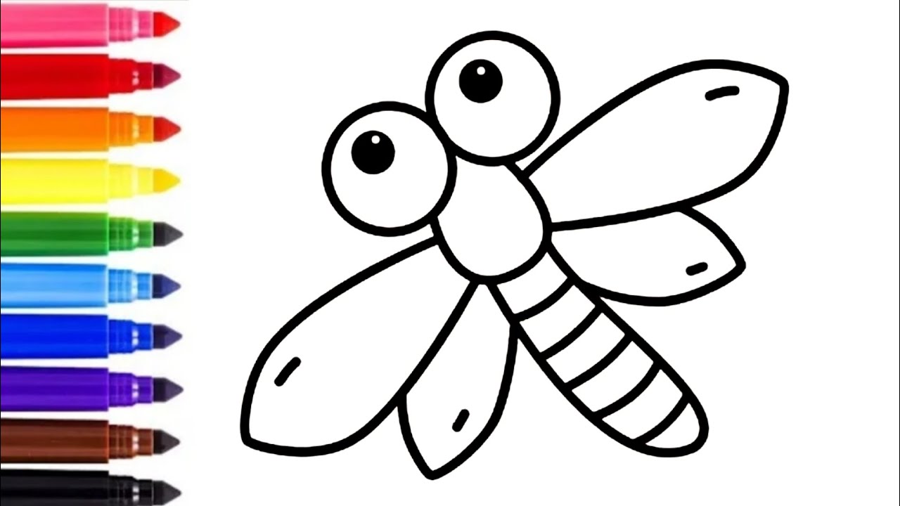 How to draw a Dragonfly | Dragonfly Drawing, Painting and Coloring for ...