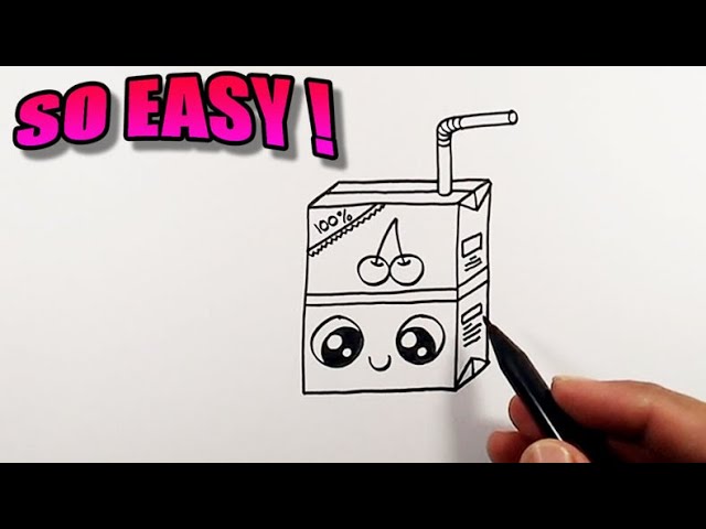 How to draw a cute cherry juice box | Easy Drawings - Videos For Kids