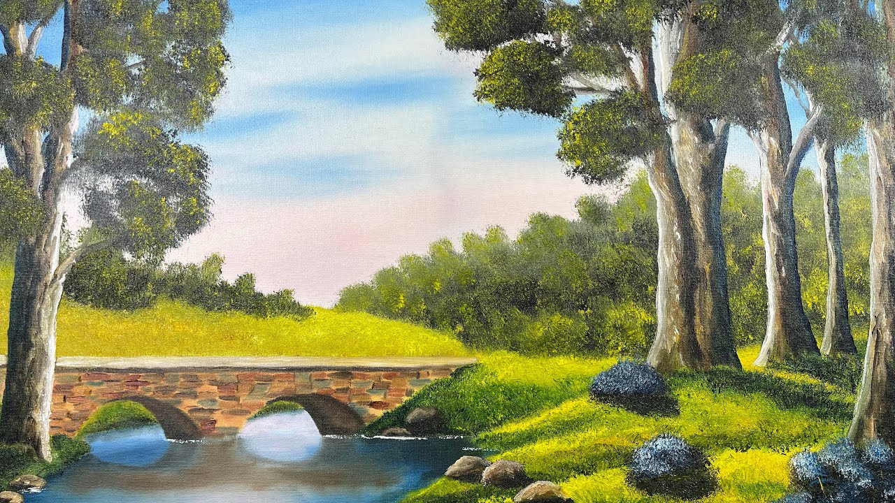 Time lapse-how to paint an easy landscape - YouTube