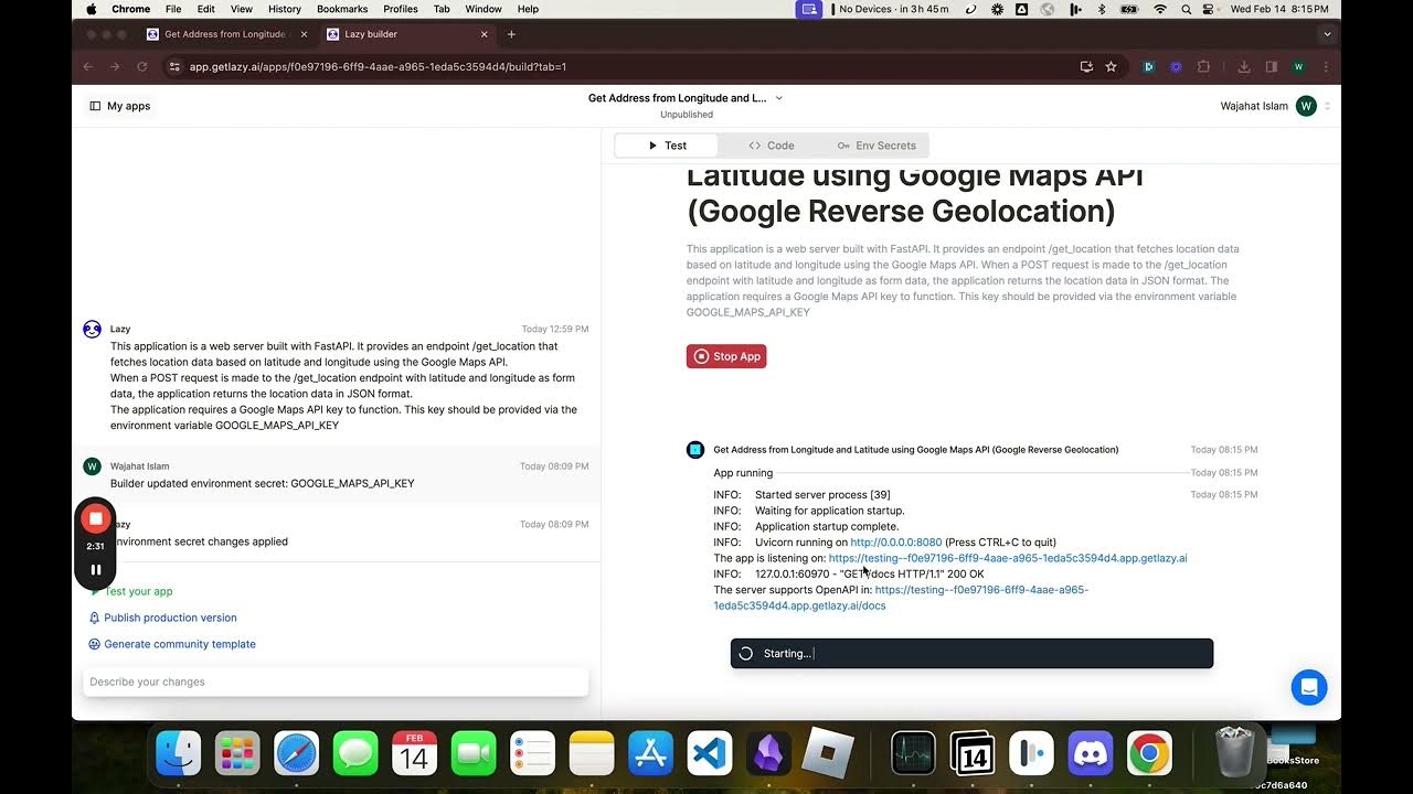 Get Address from Longitude and Latitude using Google Maps API Google Reverse Geolocation # ...