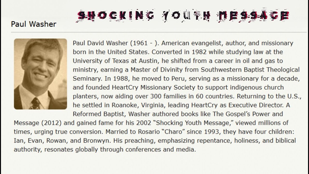 Paul Washer Shocking Youth Message - YouTube