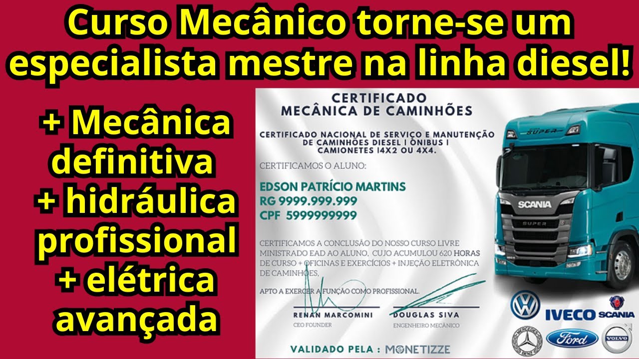 Curso Completo de Mecânico Diesel é bom mais Bomba Injetora e mais toda ...