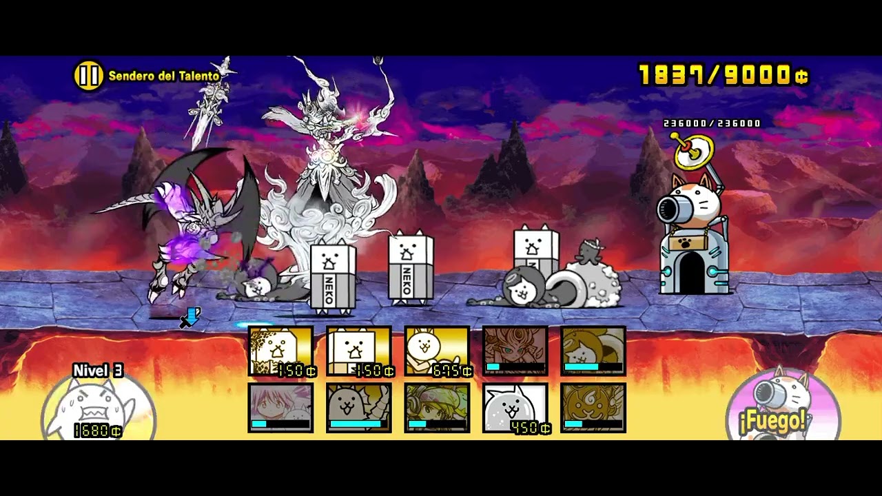 The battle Cats sendero del talento valquiria y begimo (el bégimo es ...