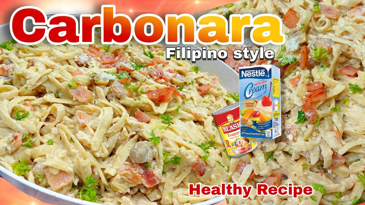 CREAMY PASTA CARBONARA RECIPE WITH HAM AND MUSHROOM FILIPINO STYLE ...