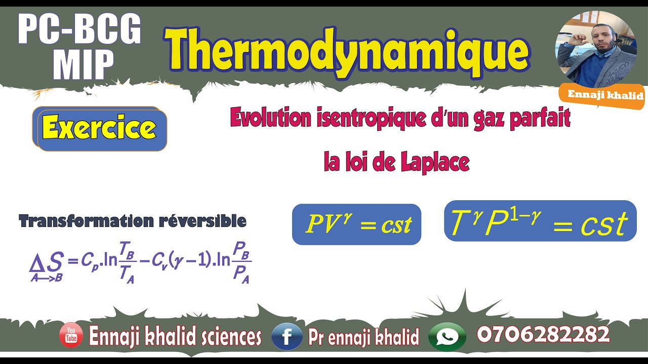Variation de l'entropie pour une transformation réversible quelconque ...