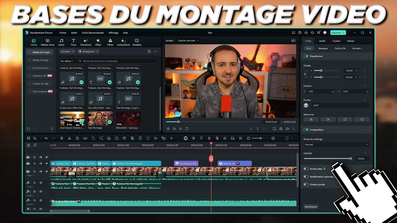 Apprendre les BASES du MONTAGE VIDÉO - Filmora - YouTube
