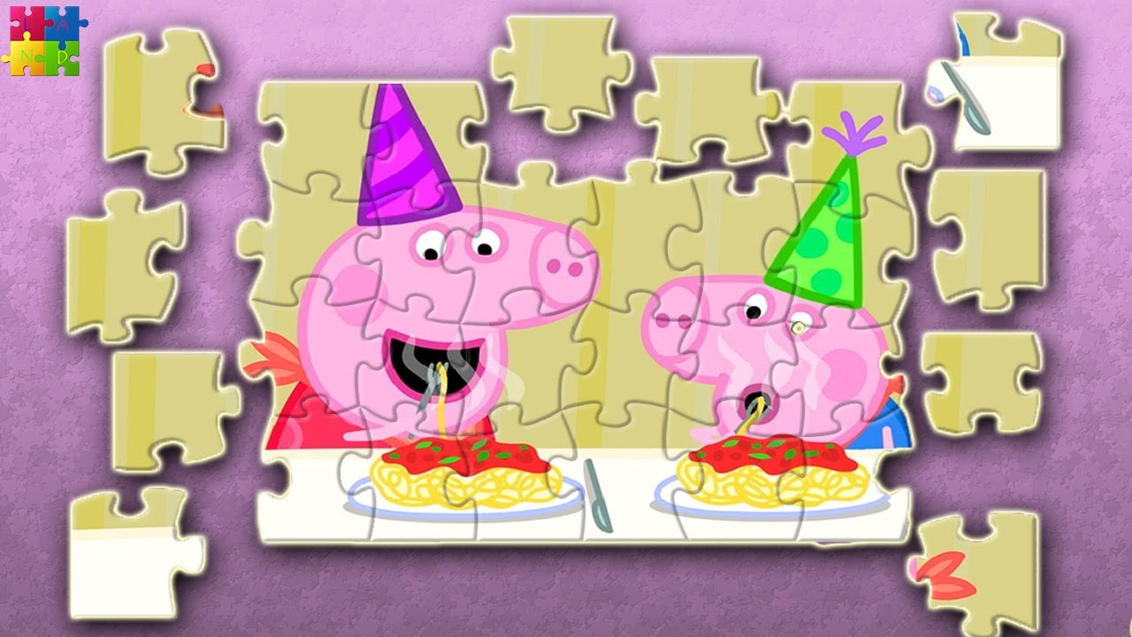 Playing Peppa Pig Eating Spaghetti Puzzle For Kids - YouTube
