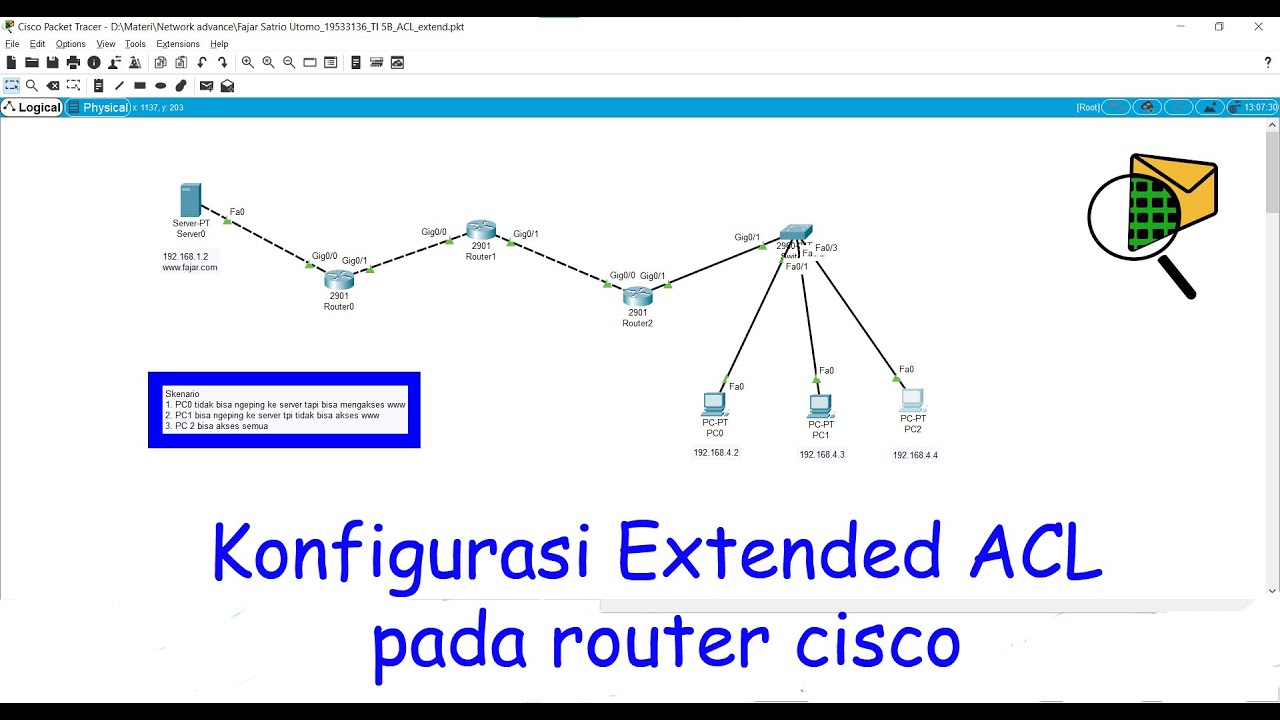 Konfigurasi Extended ACL pada router cisco - YouTube