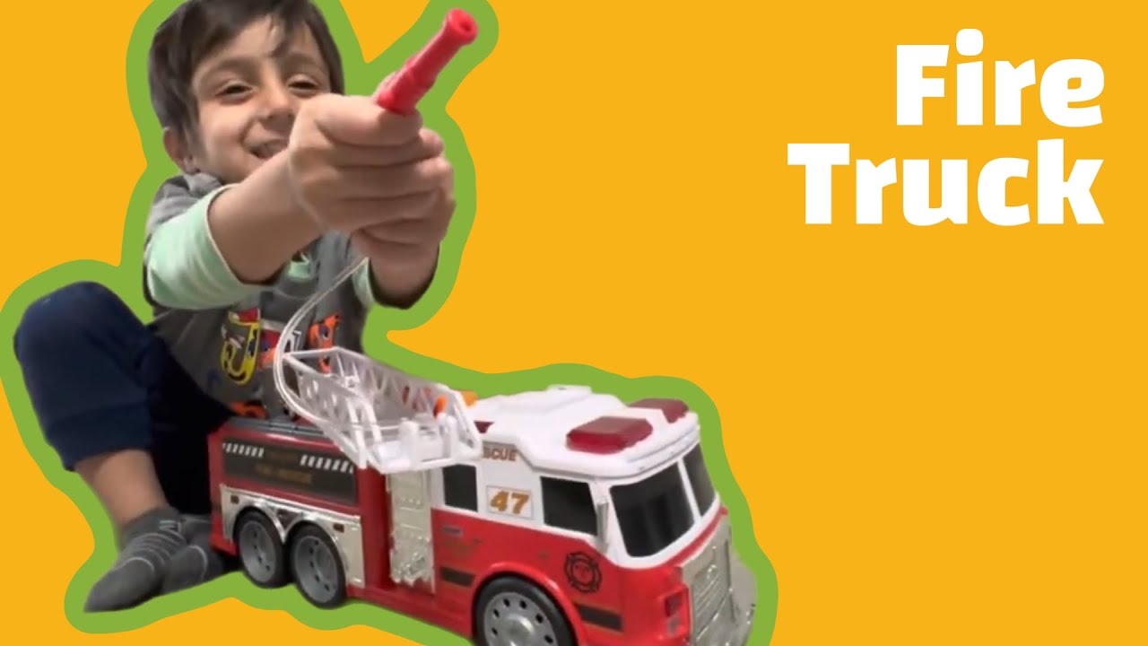 Playing with fire truck in tent - YouTube