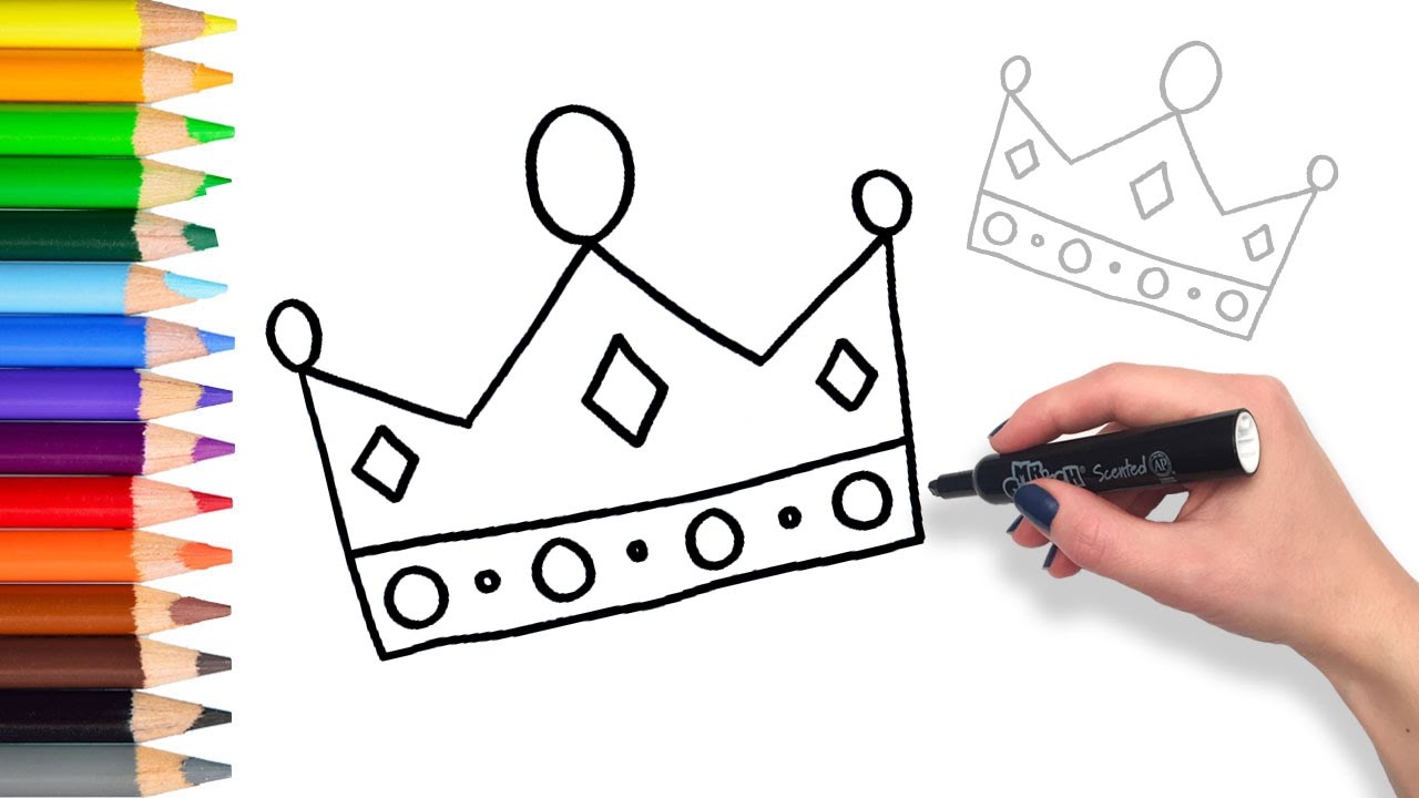 Learn to draw a Crown | Teach Drawing for Kids Coloring Page Videos ...