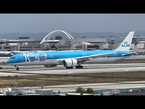 KLM (KLM 100 Years Livery) arriving at LAX Boeing 787-10 Dreamliner # ...