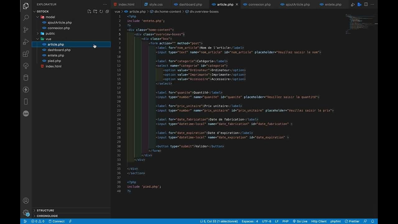 Simple application de gestion de stock avec PHP/MySQL - 4 - Insertion d’un article - YouTube
