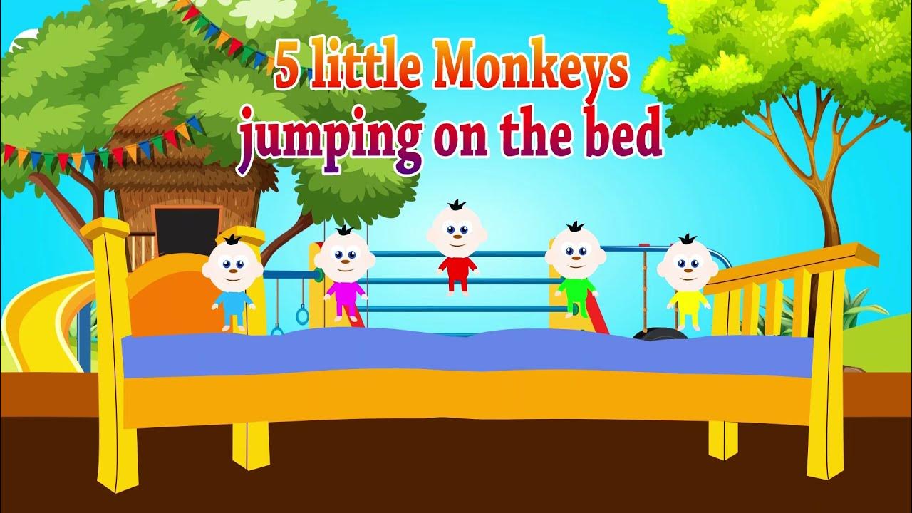 Kids learning videos. - 5 Little Monkeys Jumping on the bed song/5 ...