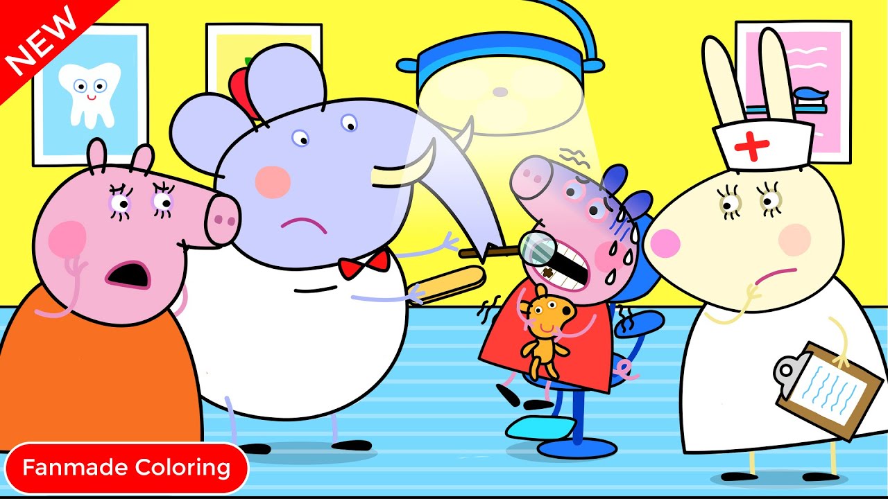 Peppa Pig Goes To The Dentist | Peppa Pig Fanmade Coloring Story - YouTube