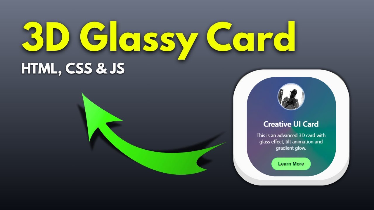 ASMR Program: Create 3D UI glass card with colorful effect using HTML, CSS & JS (No Talking ...