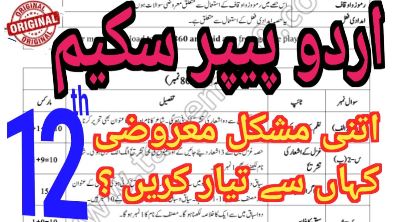 Class 12th Urdu Paper Scheme 2025 || How to solve 12th Urdu Paper ...