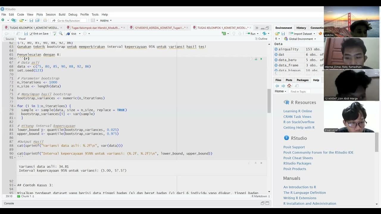 PRAKTIKUM KOMSTAT || RESAMPLING METHODS : BOOTSTRAP PADA R || MODUL 10 - YouTube