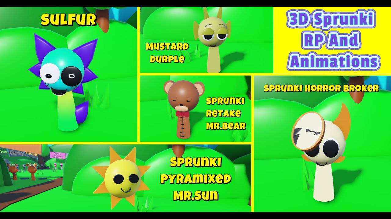 "3D Sprunki RP And Animations"minigame(Sulfur&pyram.Mr.Sun)+RetakeBear ...