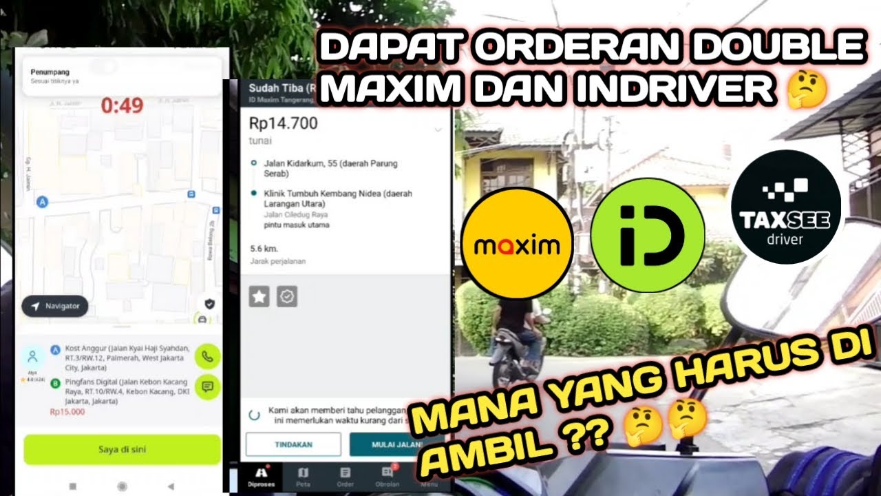 ON BID MAXIM DAN INDRIVER PAGI HARI DI JAM SIBUK AREA TANGERANG JAKARTA ...