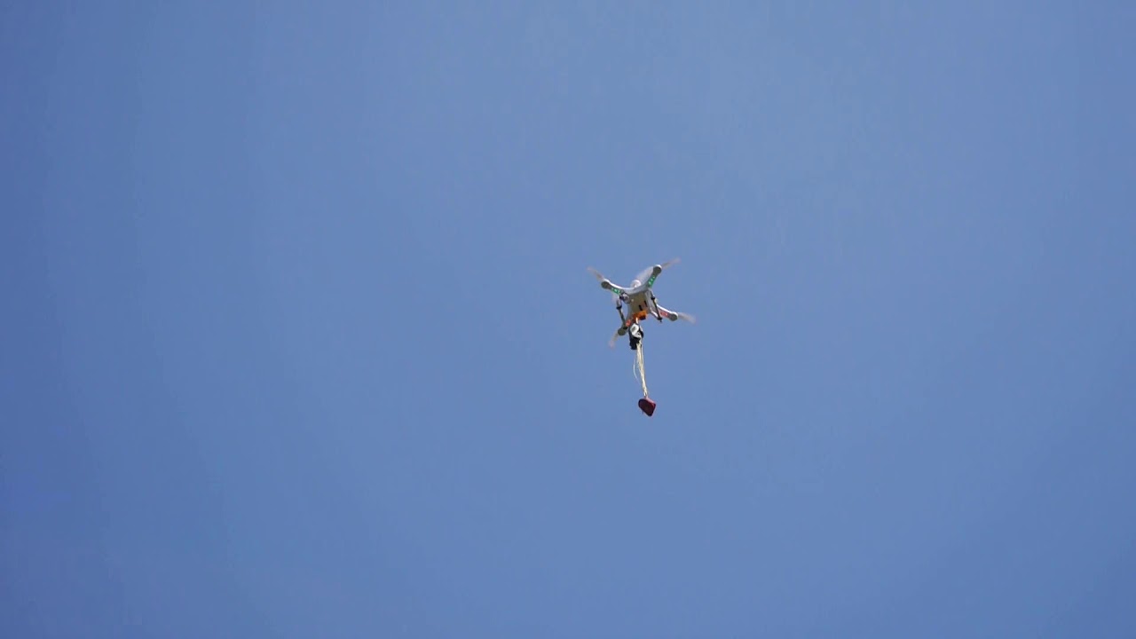 Drop testing a DIY hexagonal annular parachute from drone - YouTube