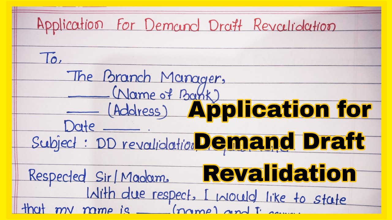 Application for demand draft Revalidation l - YouTube