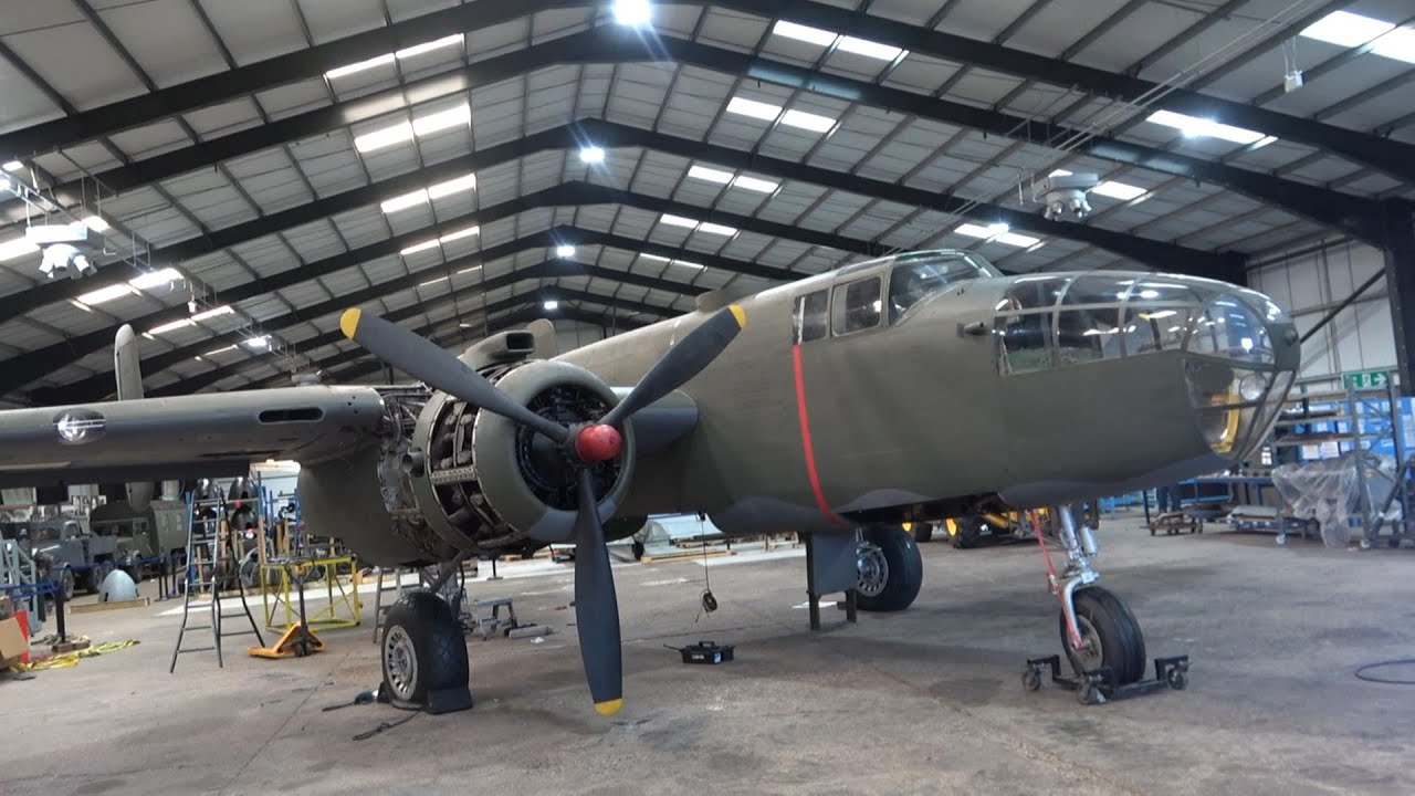 Assembly of B 25 bomber at East Kirkby 2022. - YouTube