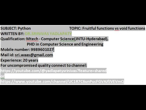 Python: Fruitful functions vs void functions - YouTube
