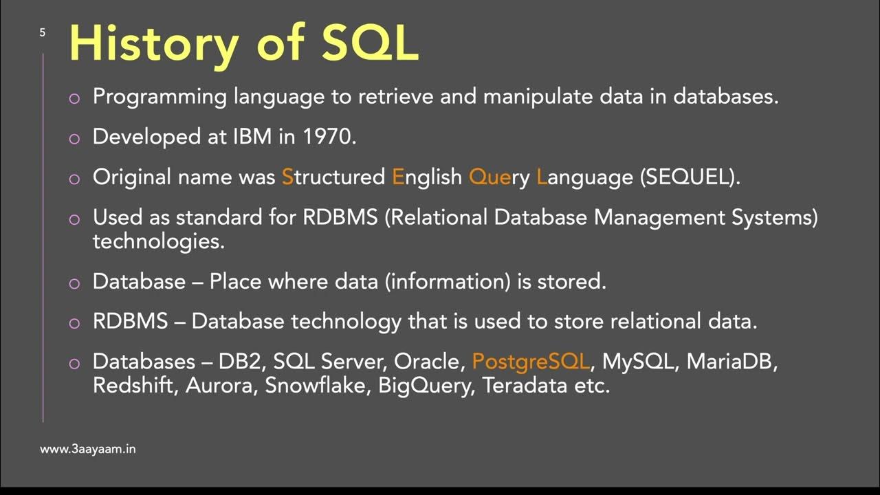 SQL1. SQL Introduction - YouTube