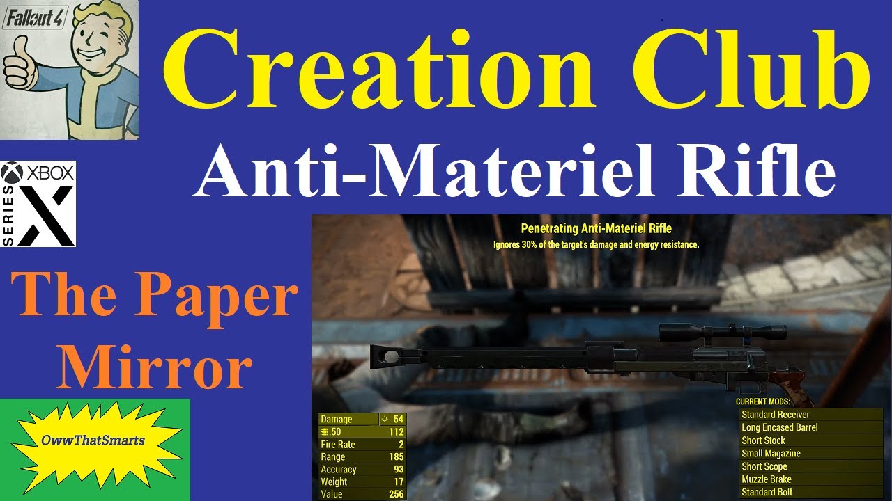 Fallout 4 - Creation Club - AntiMateriel Rifle - The Paper Mirror - YouTube