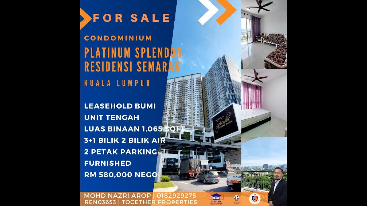 FOR SALE & RENT PLATINUM SPLENDOR RESIDENSI SEMARAK KUALA LUMPUR - YouTube