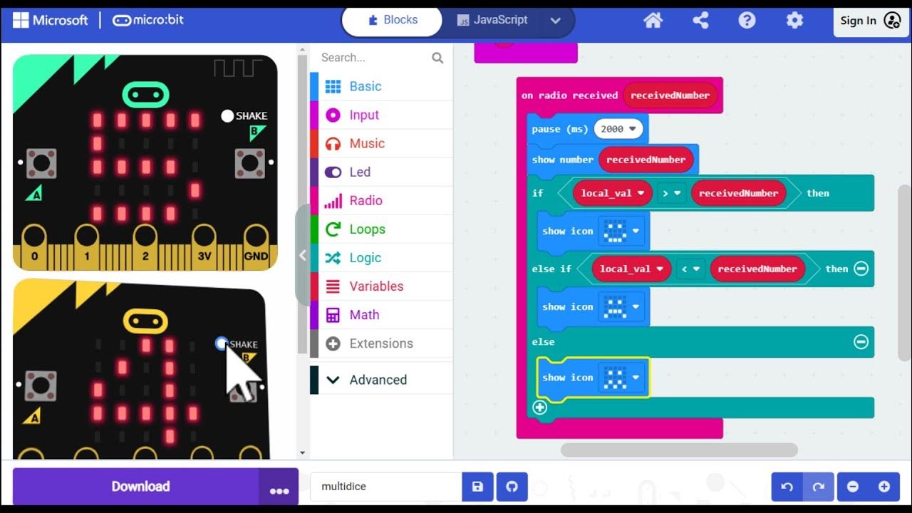 micro:bit tutorial: How to Make a Two-Player Dice Game - YouTube