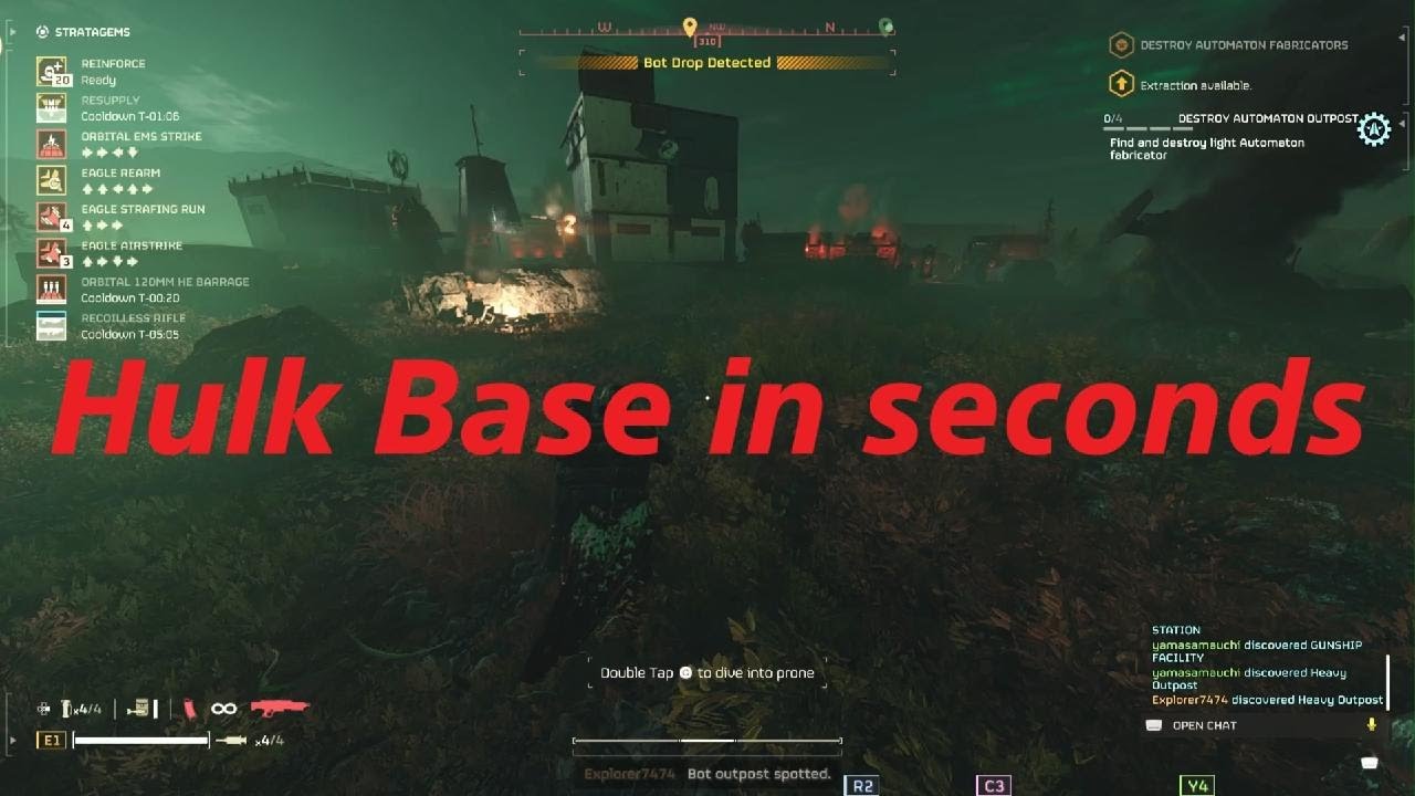 HELLDIVERS 2 Hulk Base in seconds - YouTube